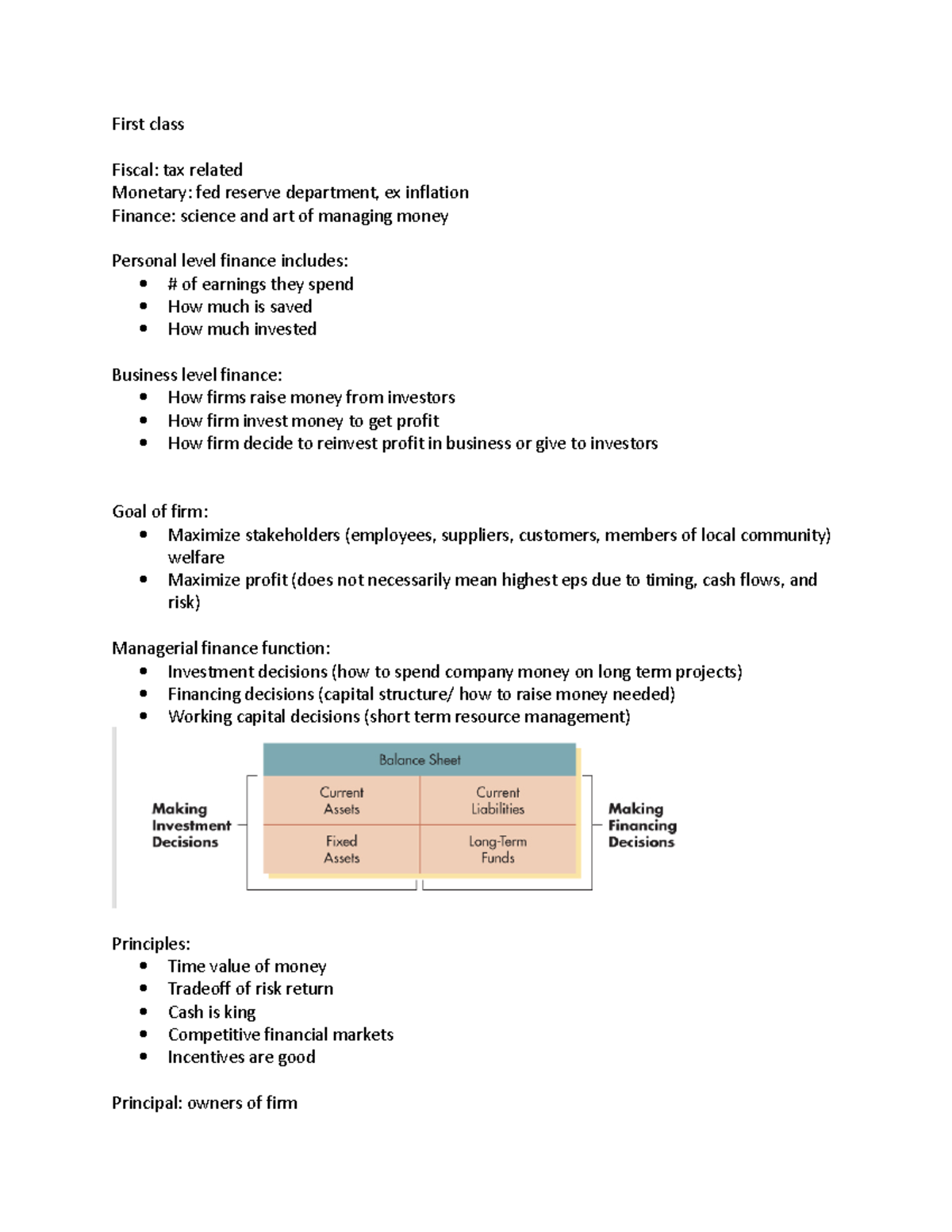 Finance notes - First class Fiscal: tax related Monetary: fed reserve ...