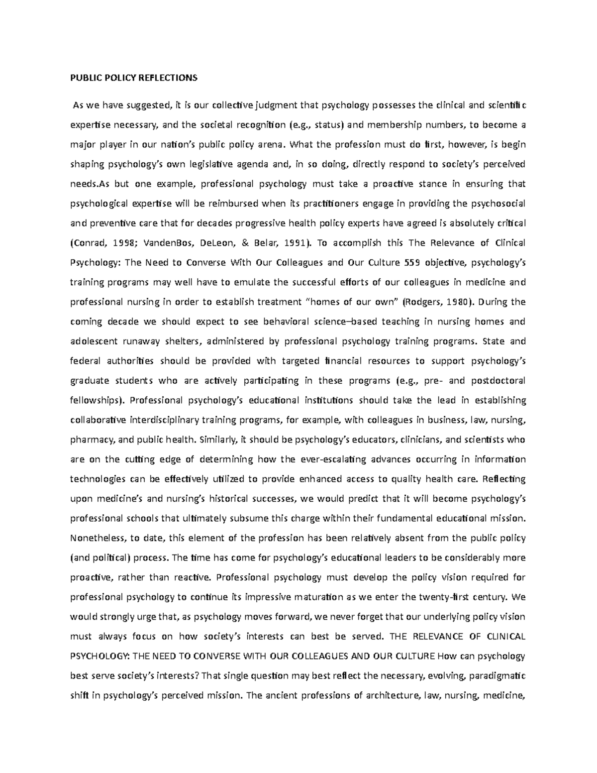 Public Policy Reflections - PUBLIC POLICY REFLECTIONS As we have ...