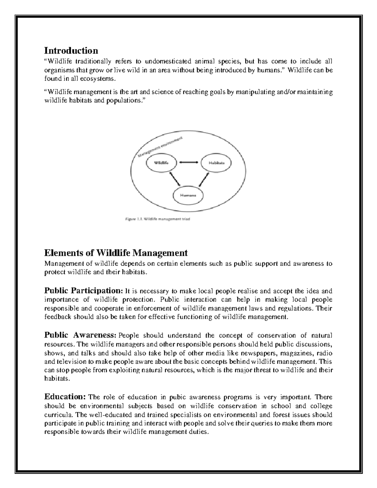 Wild life and biodiversity Final 40-end - Introduction “Wildlife ...