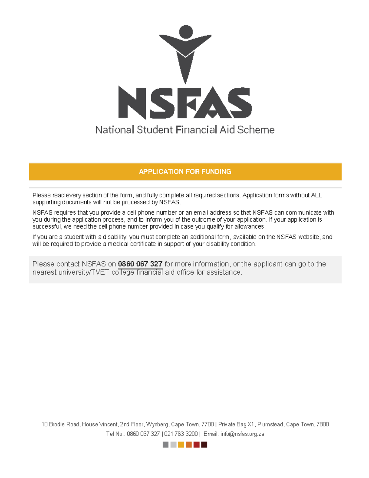 2017 Nsfas Application Form Second Semester - APPLICATION FOR FUNDING ...