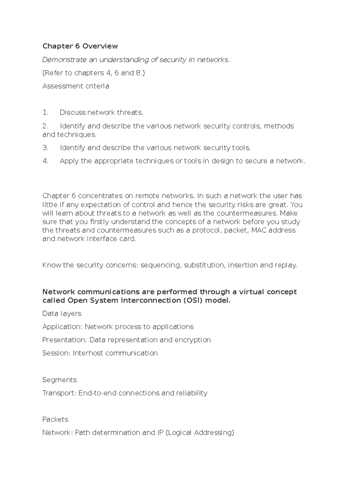 Chapter 6 Overview - Chapter 6 Overview Demonstrate an understanding of ...