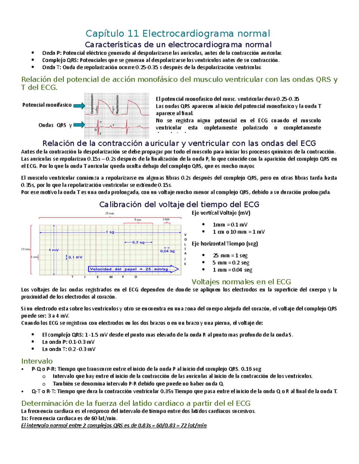 Capítulo 11 Electrocardiograma normal - Capítulo 11 Electrocardiograma normal Características de ...