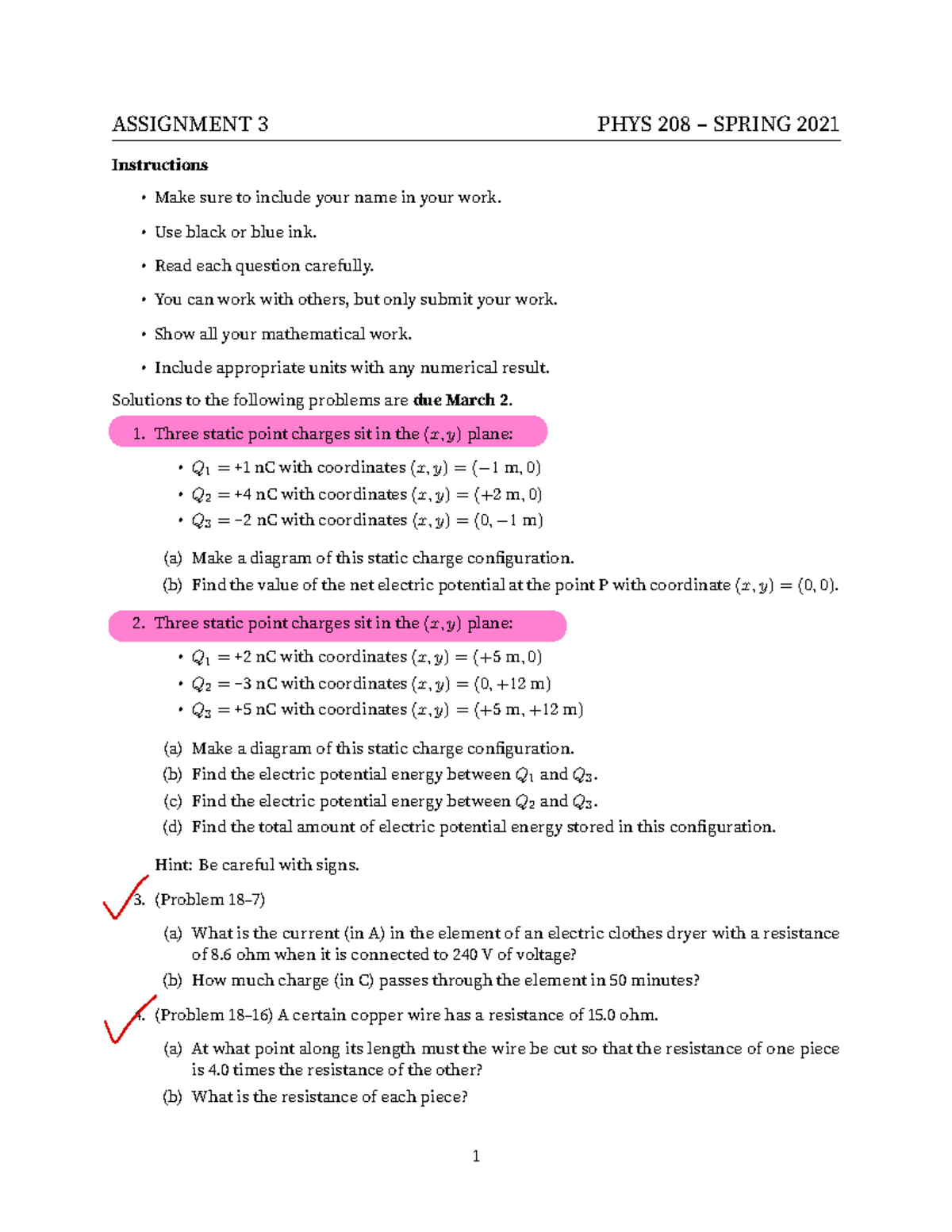 Assignment-3 - Physics assignment 3 - ASSIGNMENT ￿ PHYS ￿￿￿ – SPRING ...