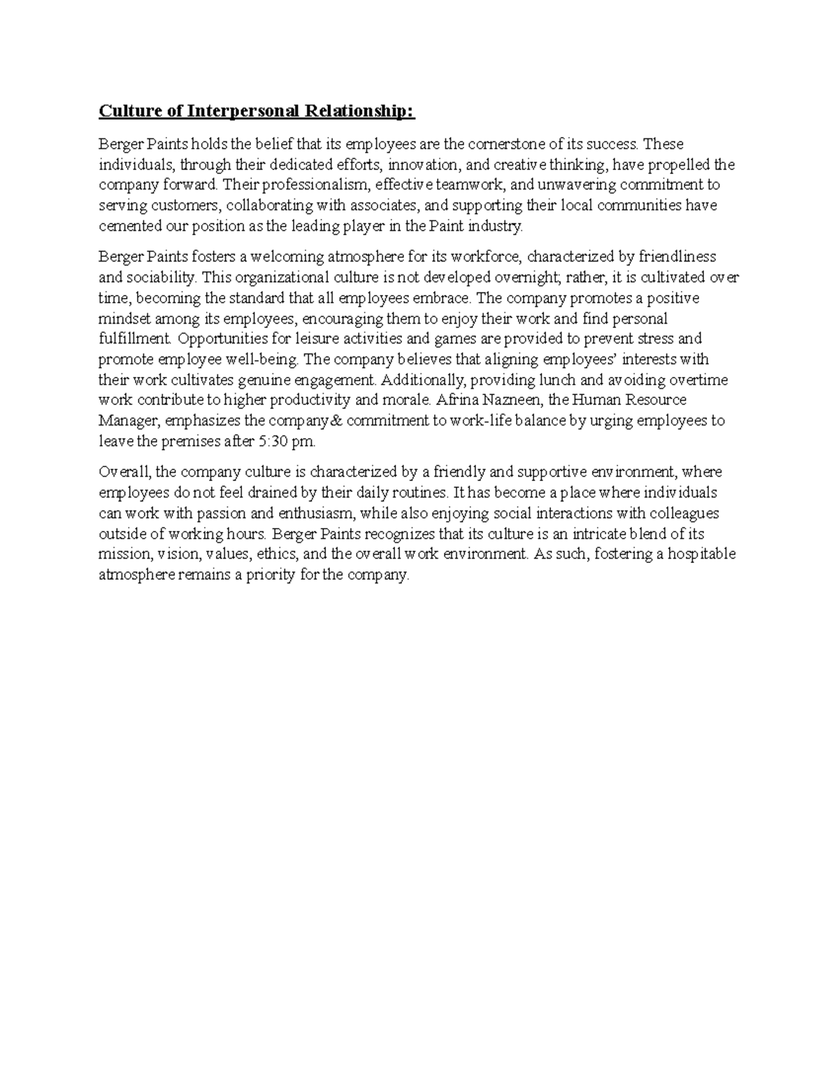 Culture of Interpersonal Relationship - These individuals, through ...