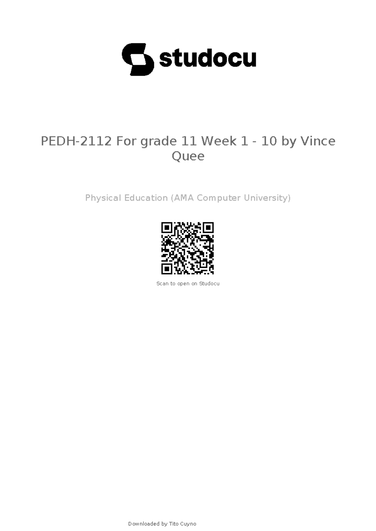Pedh 2112 for grade 11 week 1 10 by vince quee - PEDH-2112 For grade 11 Week 1 - 10 by Vince ...