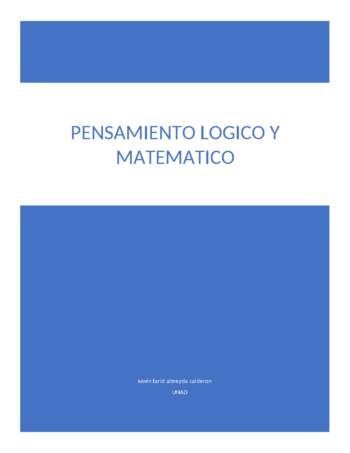 Pensamiento logico matematico 2 - kevin farid almeyda calderon UNAD ...