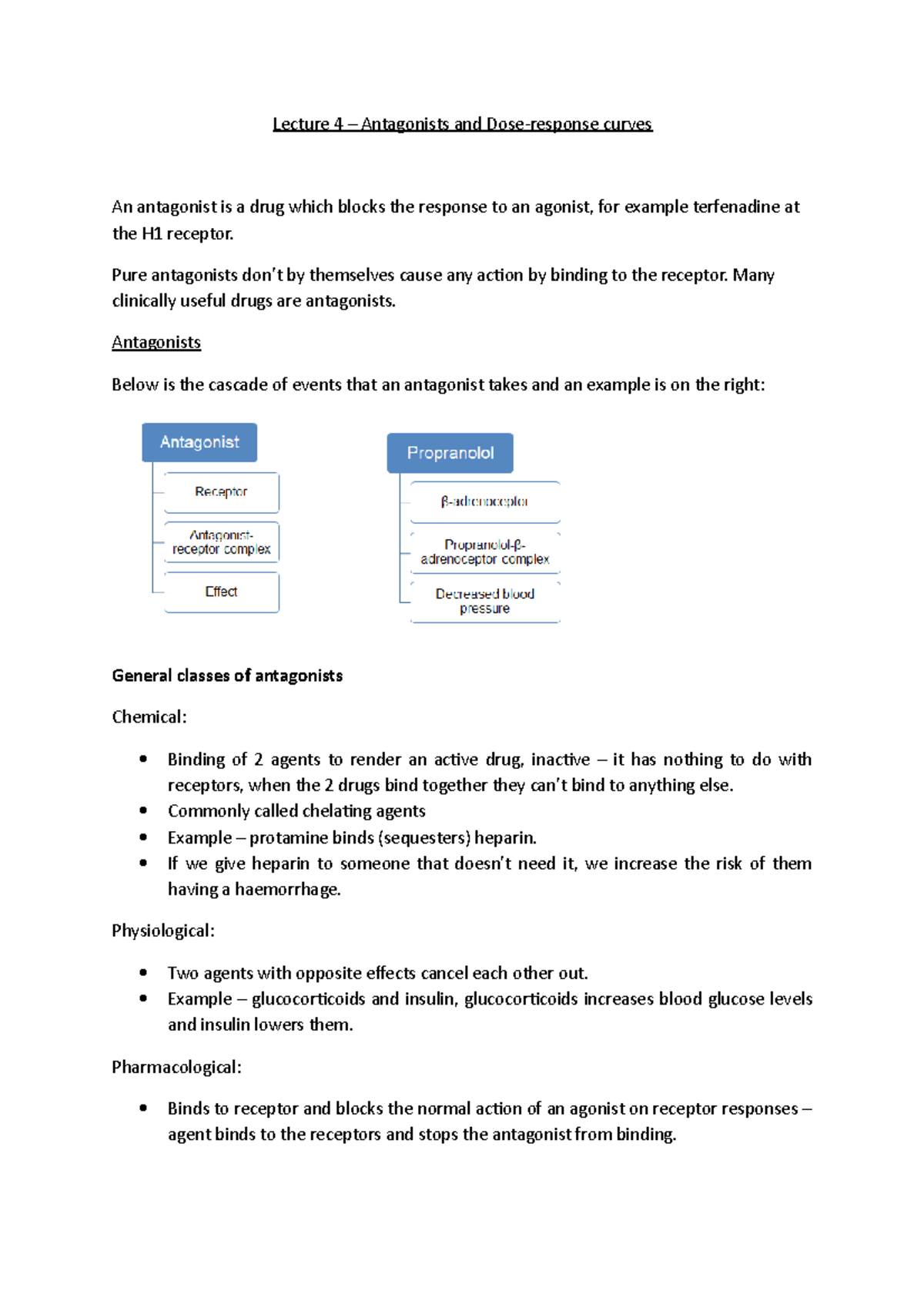 Lecture 4 - antagonist and dose response curve - Lecture 4 ...