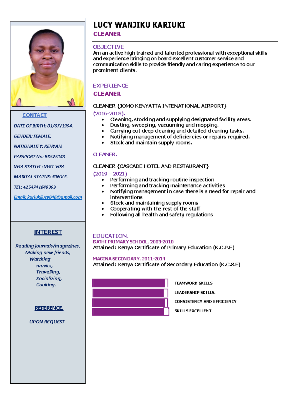 LUCY Cleaner - Beneficial Owner Particulars. - CONTACT DATE OF BIRTH ...