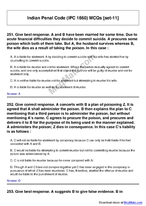 Indian-penal-code-ipc-1860 Solved MCQs [set-13] Mcq Mate - Indian Penal ...