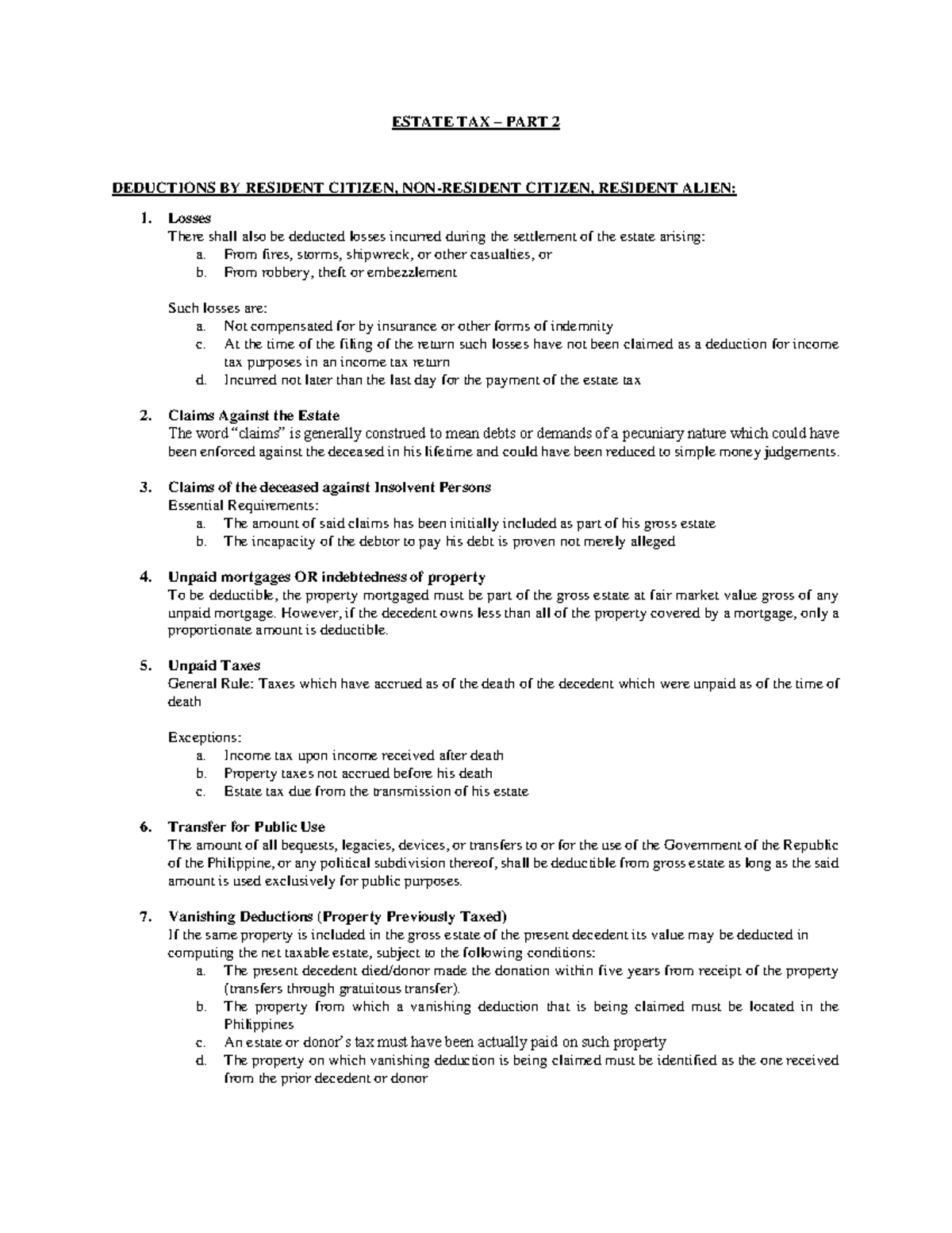 5 - ACC321 - ESTATE TAX – PART 2 DEDUCTIONS BY RESIDENT CITIZEN, NON ...