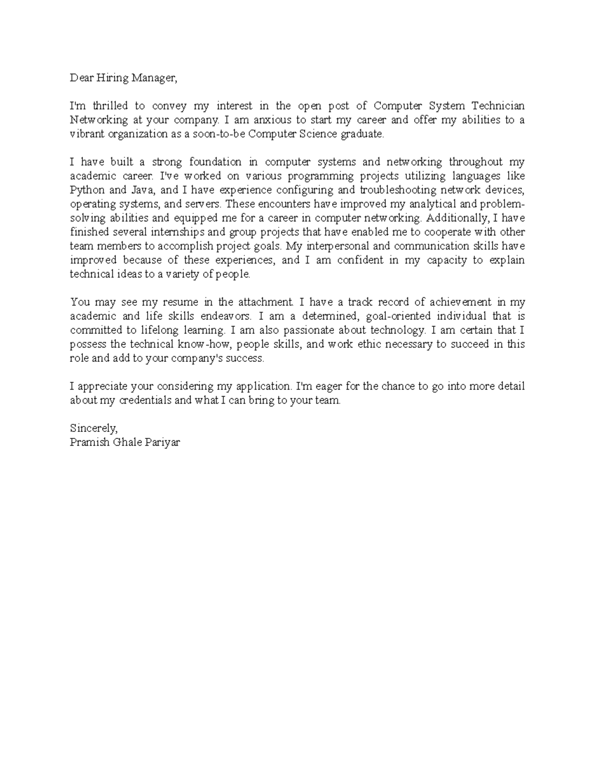 Cover Letter - efahidhfueif - Dear Hiring Manager, I'm thrilled to ...