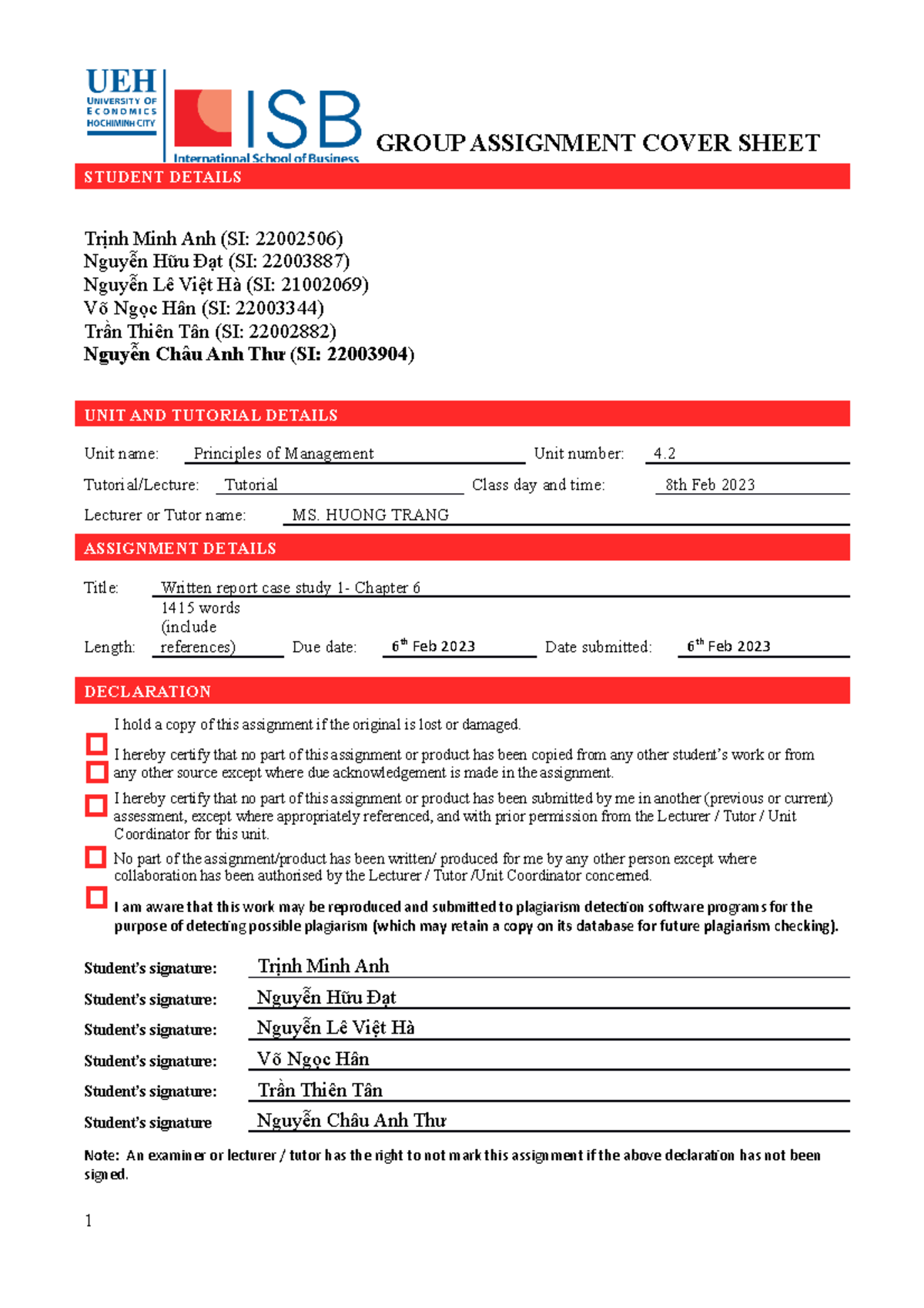 PM3-Tutorial Written report 3- Group 1-Week 4 - GROUP ASSIGNMENT COVER ...