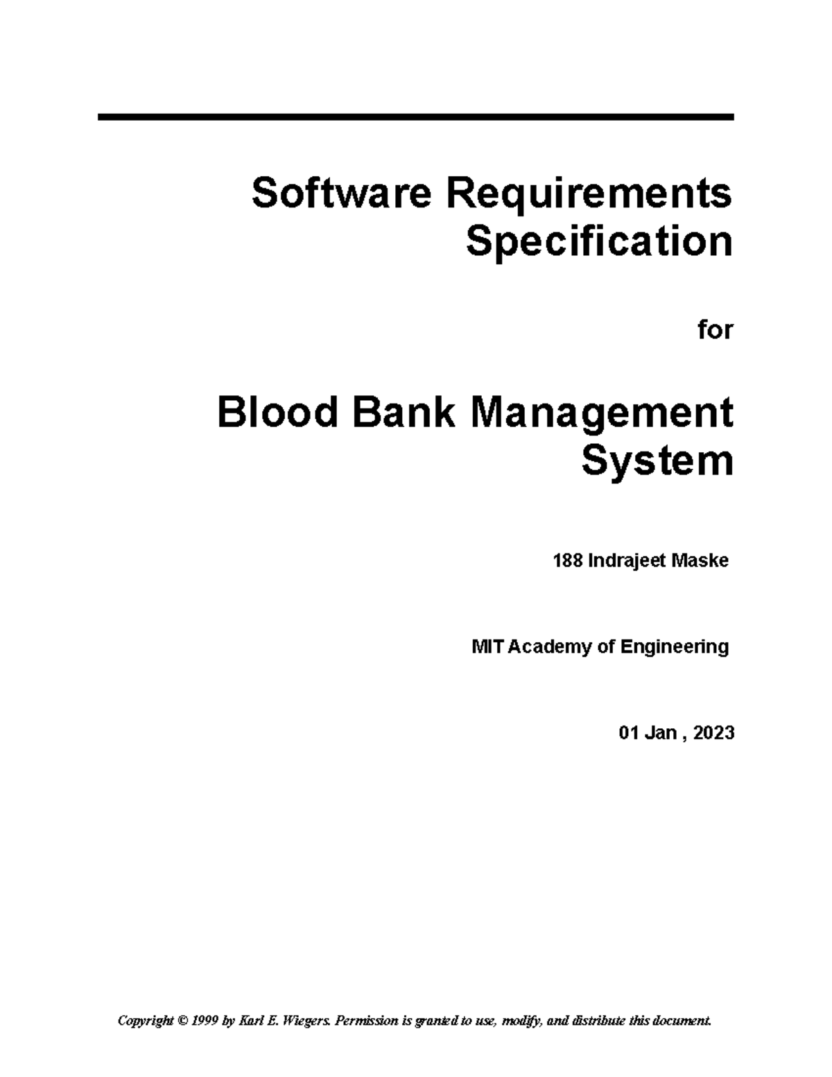 SRS Templete - SRS - Software Requirements Specification for Blood Bank ...