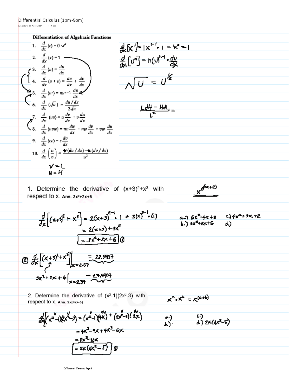 Differential Calculus - Civil engineering - Identify the variable to be ...