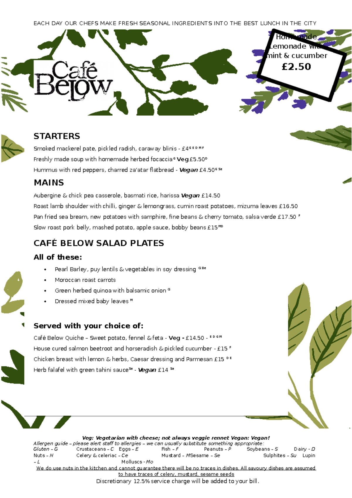 Menu eat in - wedfg - EACH DAY OUR CHEFS MAKE FRESH SEASONAL ...