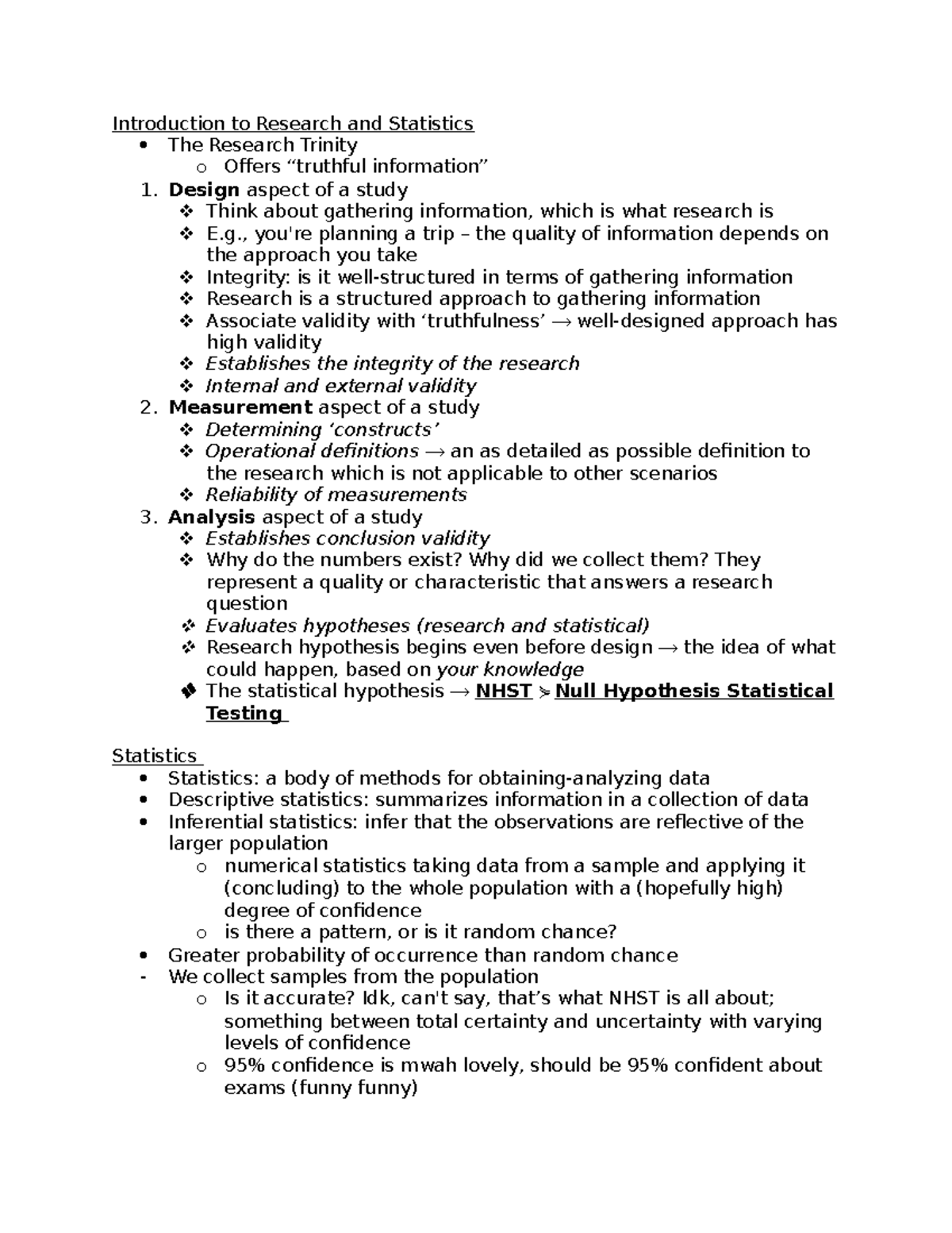 Introduction to research and statistics - Design aspect of a study ...