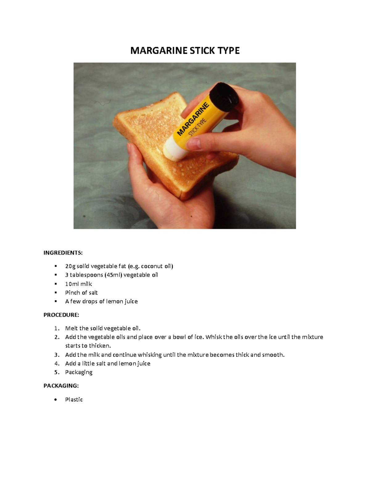 Margarine Stick TYPE - Unique selling Product - MARGARINE STICK TYPE ...