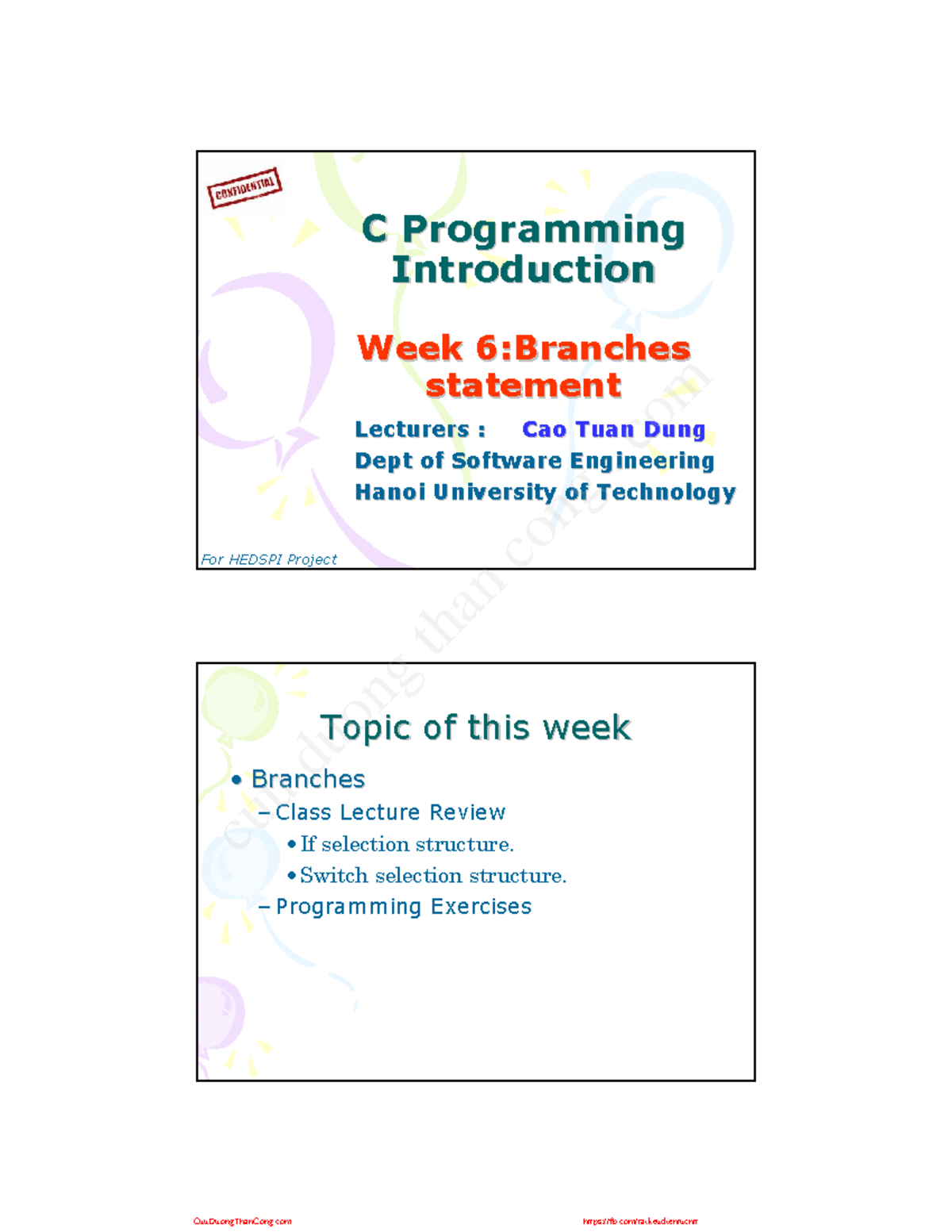 Lap Trinh C Cao Tuan Dung Week6 Branches Statement Cuuduongthancong C Programmingc