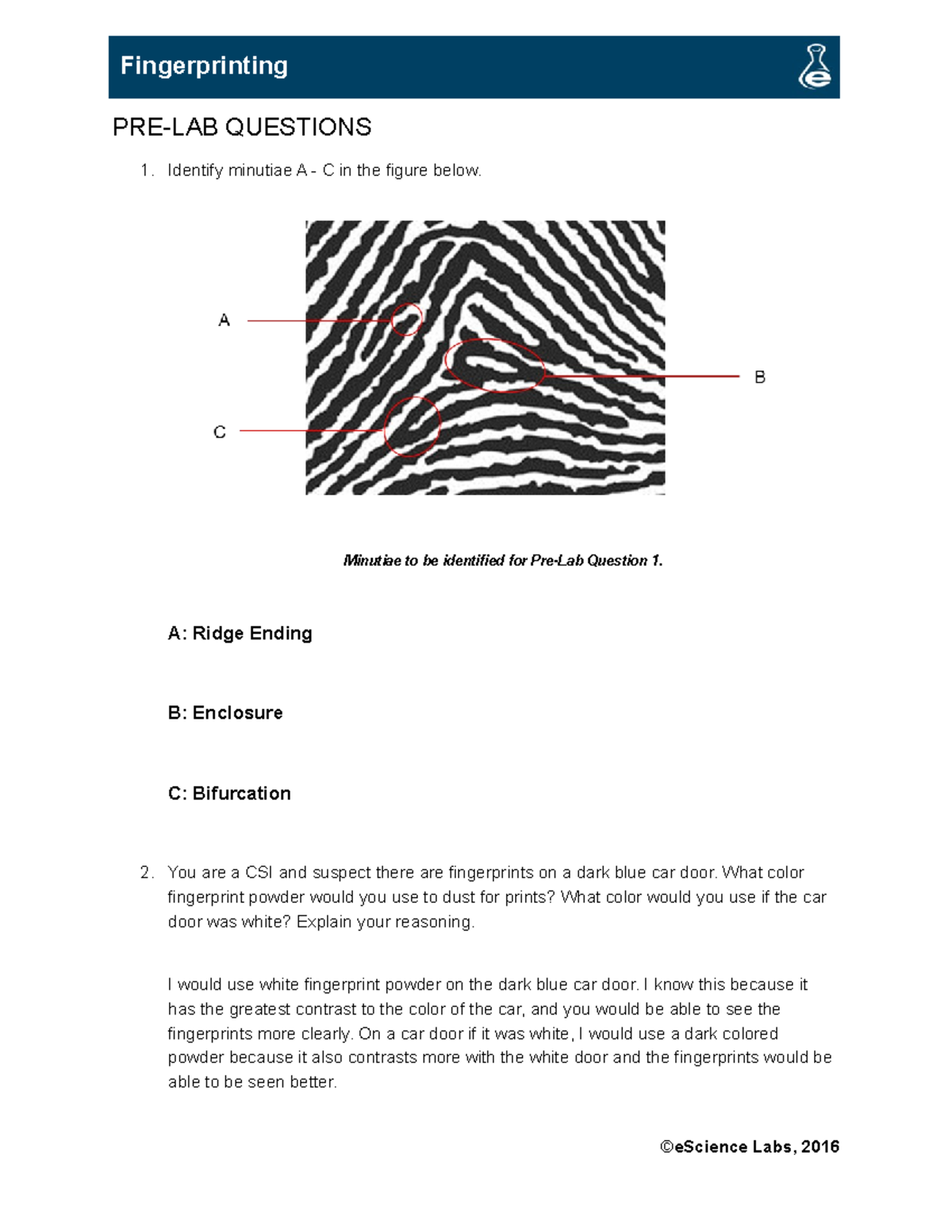 Lab 9 Fingerprint Analysis- Hannah Amsden (1) - PRE-LAB QUESTIONS ...