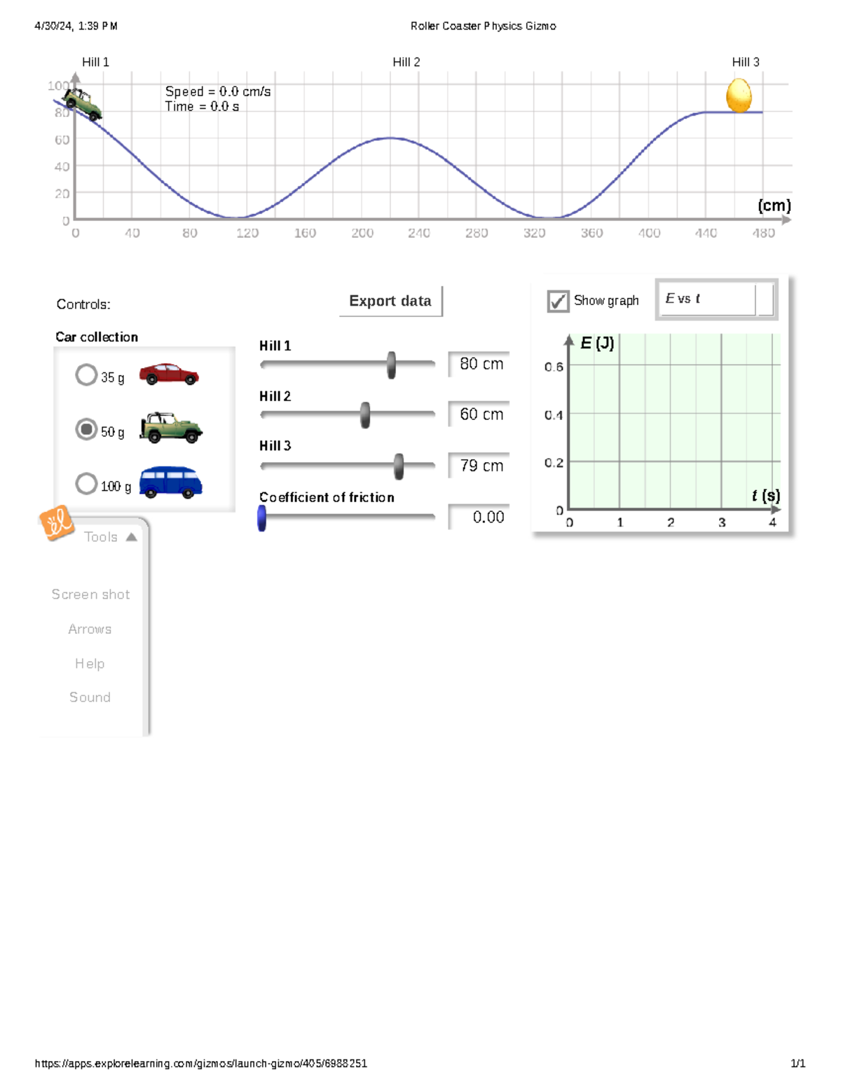Roller Coaster Physics Gizmo - explorelearning/gizmos/launch-gizmo/405/6988251 1/ sliderComp ...