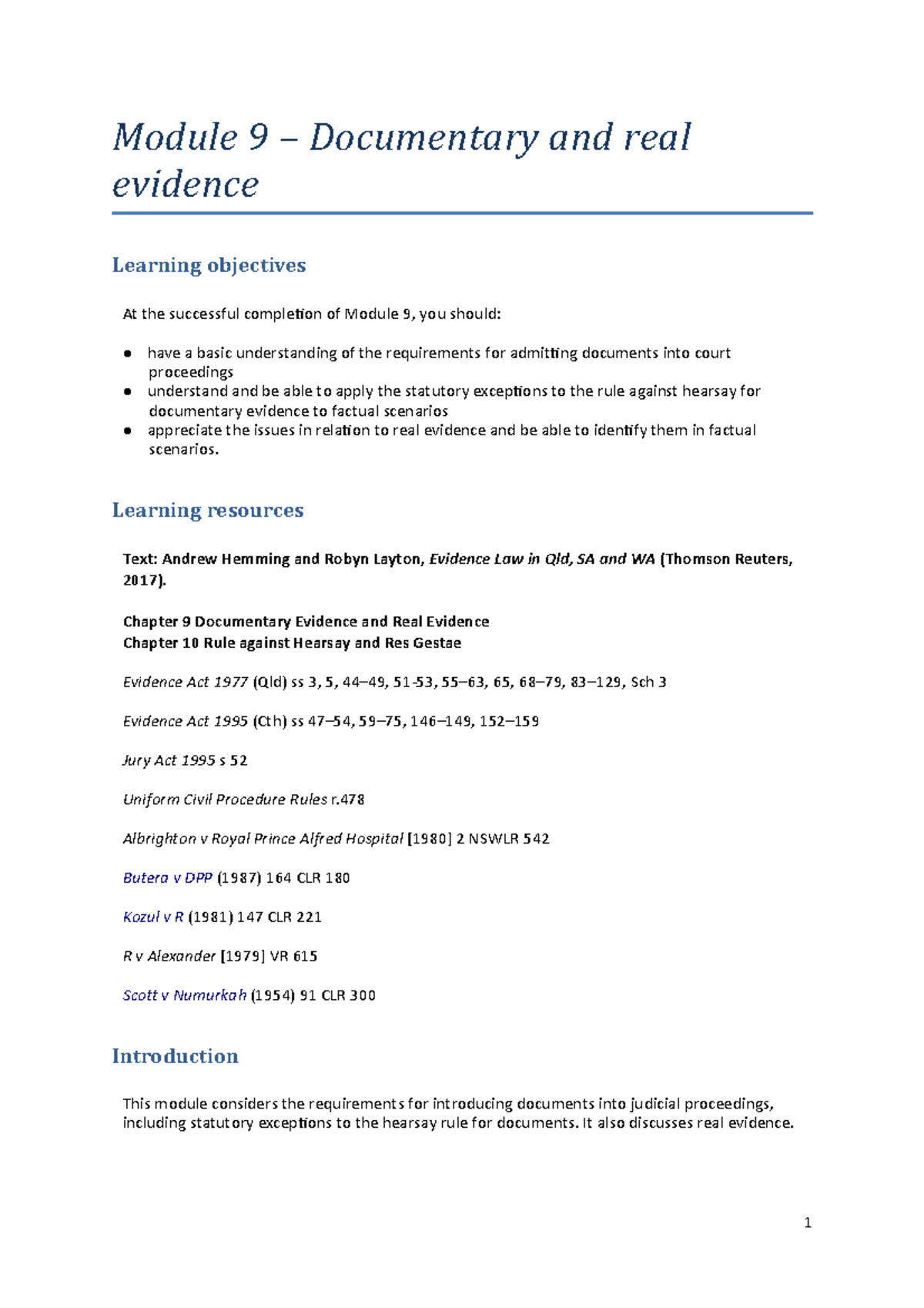 Module 9 - Documentary and real evidence - Module 9 – Documentary and ...