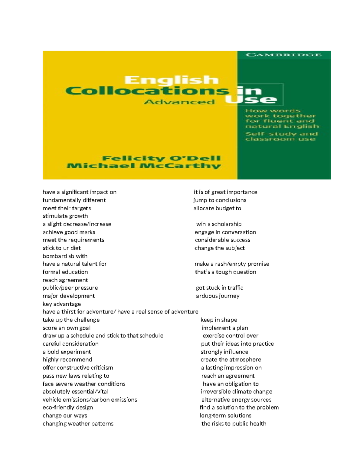 Advanced collocations for Ielts writing - have a significant impact on ...