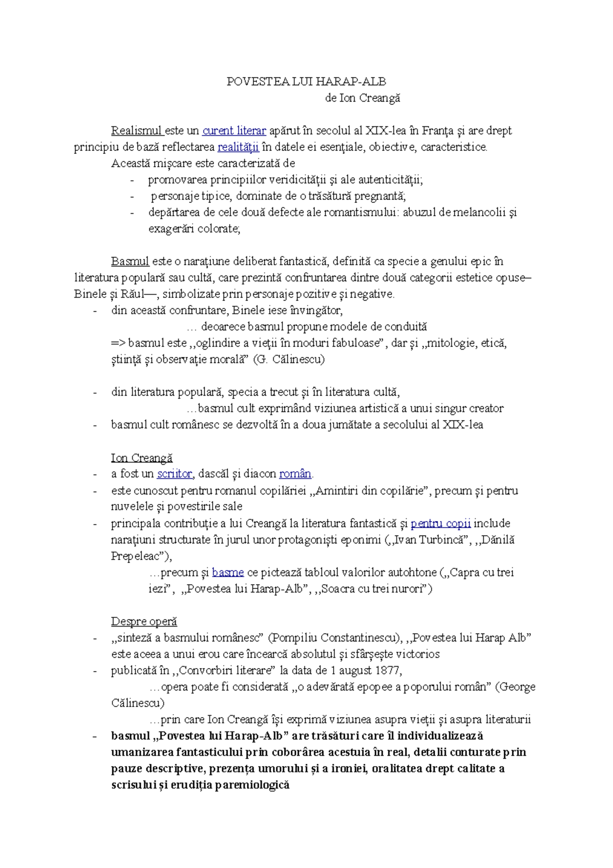 Povestea LUI Harap-ALB - POVESTEA LUI HARAP-ALB de Ion Creangă ...