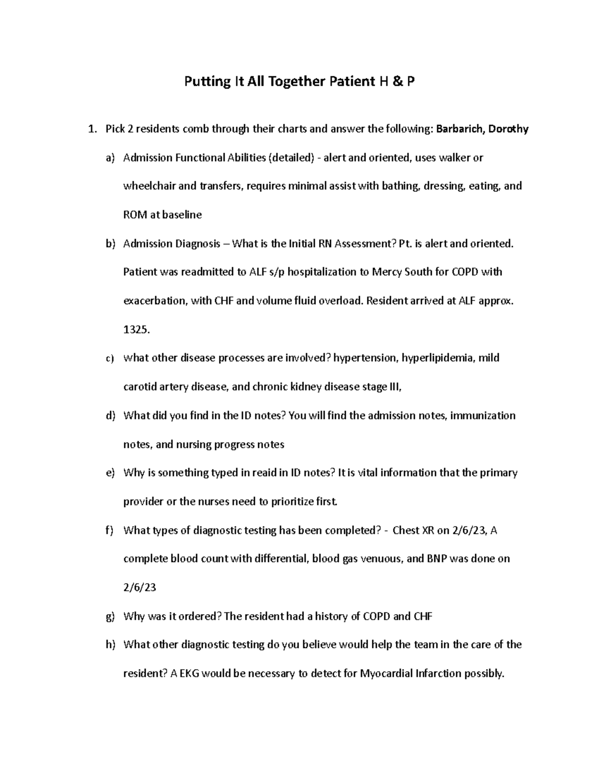 Putting Together the Chart and Resident - Putting It All Together ...