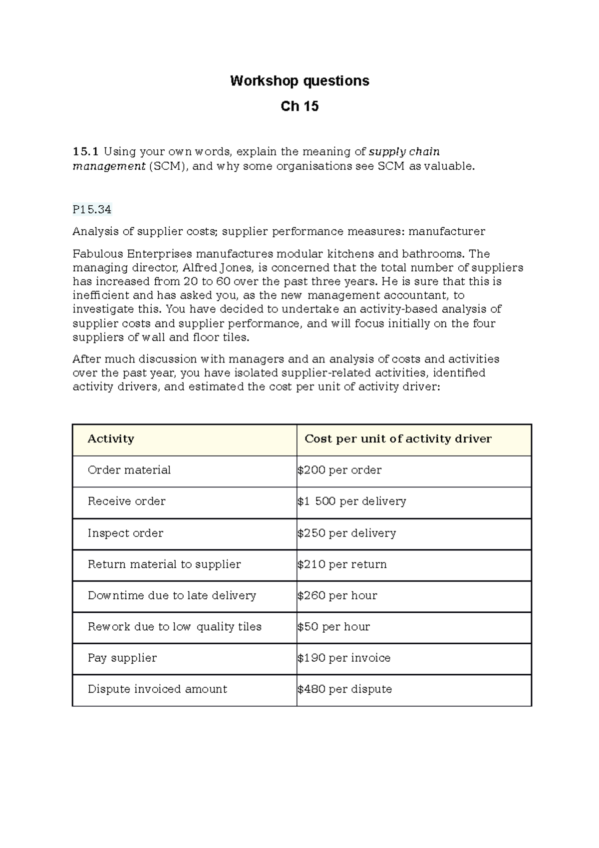 Workshop Ch 15 Questions - Workshop questions Ch 15 15 Using your own ...