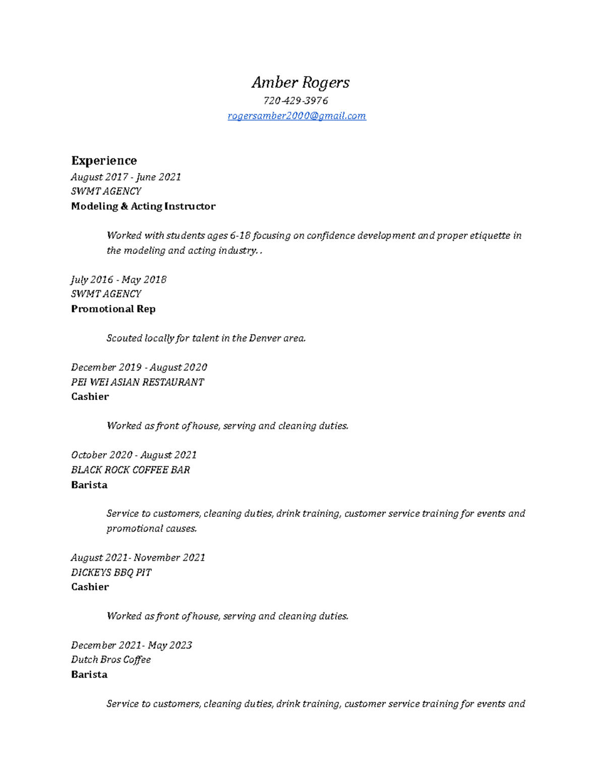 Copy of Updated Work Resume - Amber Rogers 720-429- rogersamber2000 ...