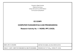 Comp Fund Prog notes - Computer Fundamentals and Programming - PangSU ...