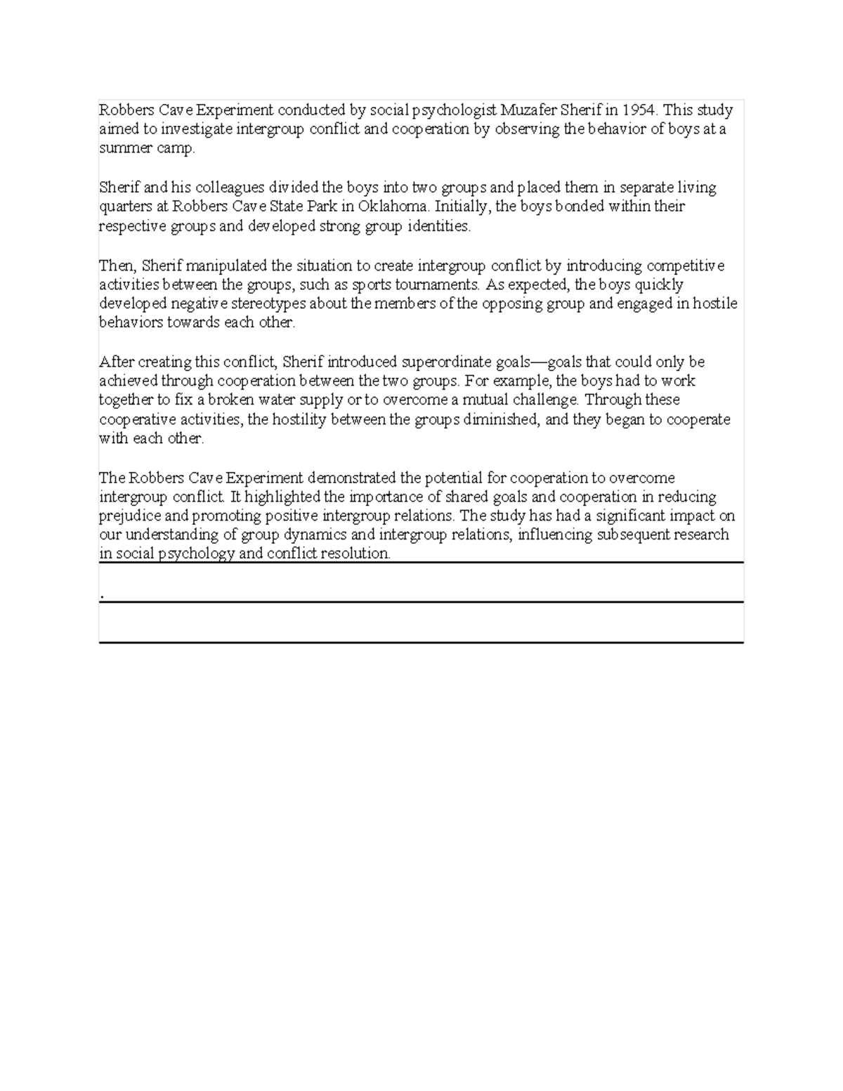 Robbers Cave Experiment - This study aimed to investigate intergroup ...