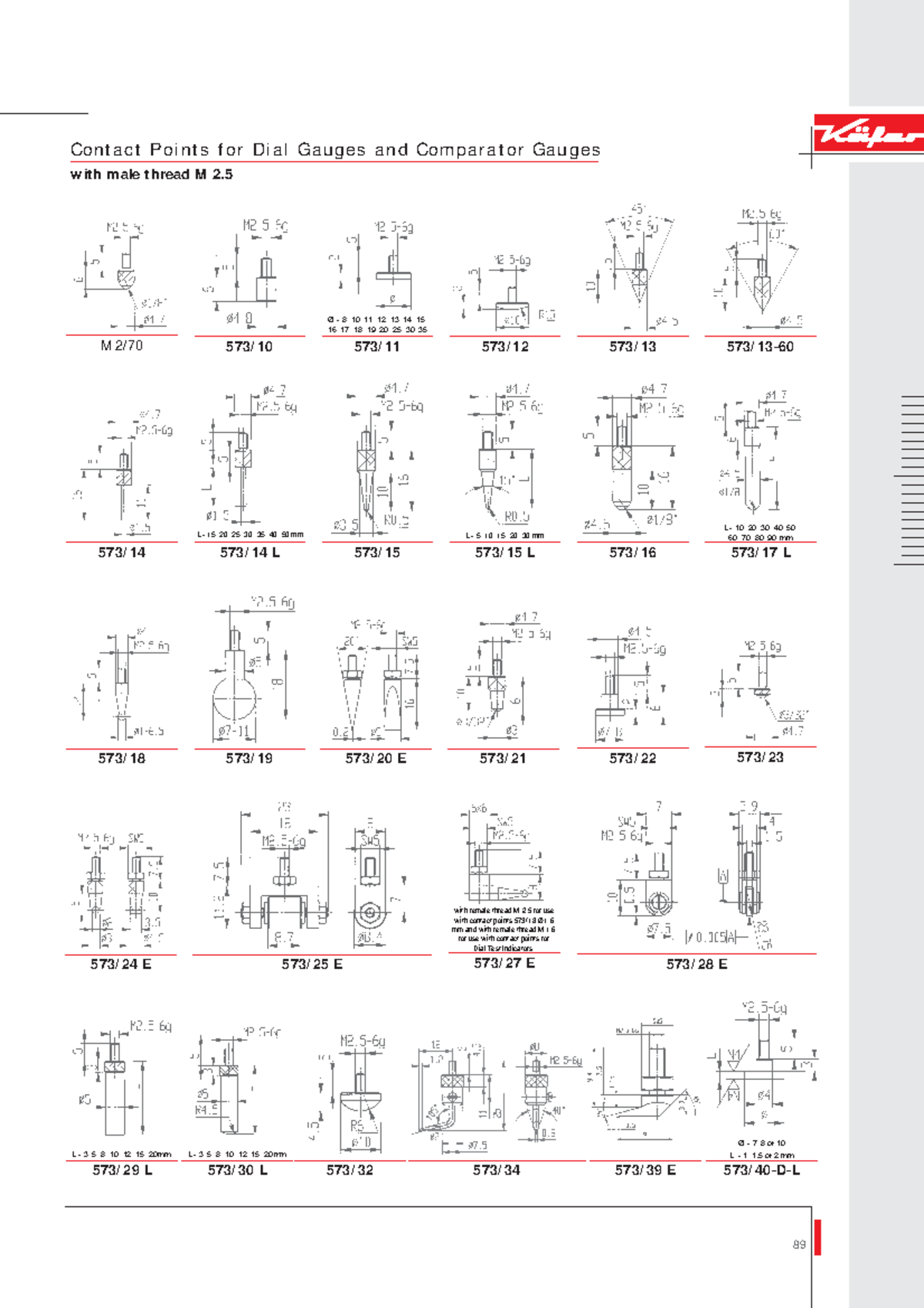 Contact Points Kaefer - .... - 89 Contact Points for Dial Gauges and ...
