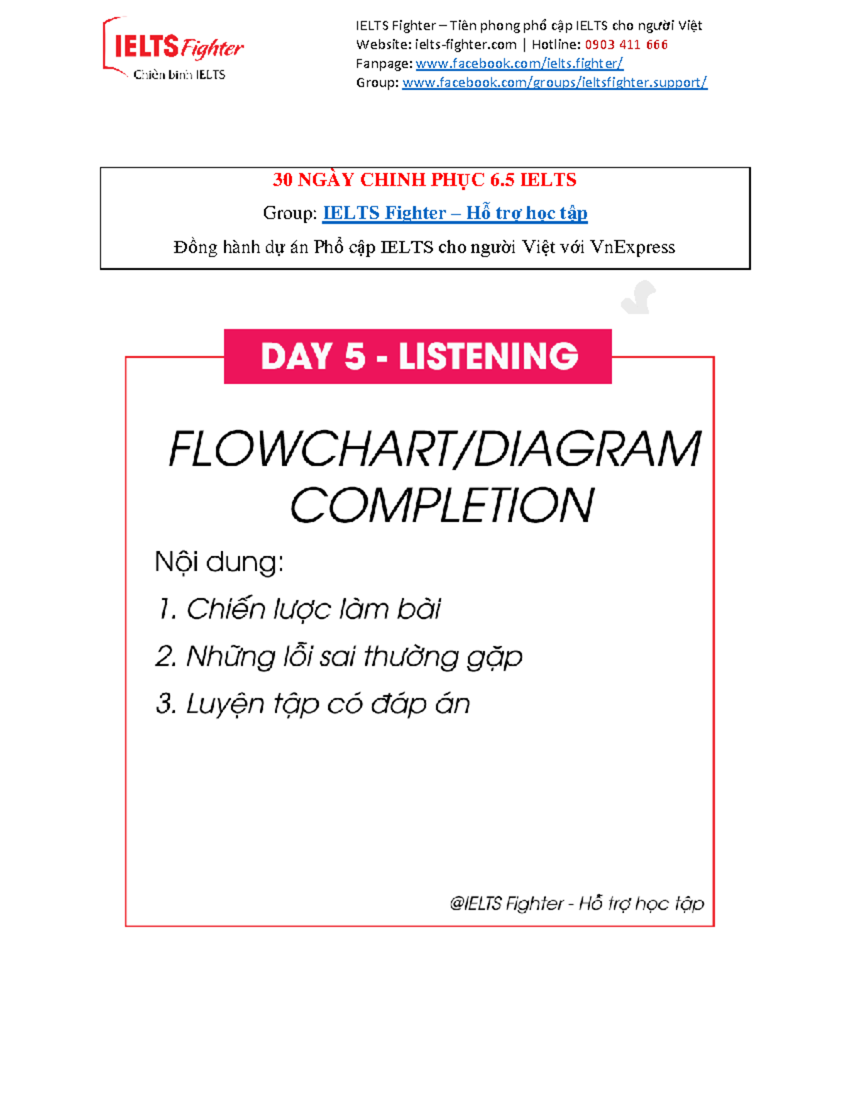 Day 5 - Listening - Flowchart-diagram completion - Dự án 30 ngày chinh ...