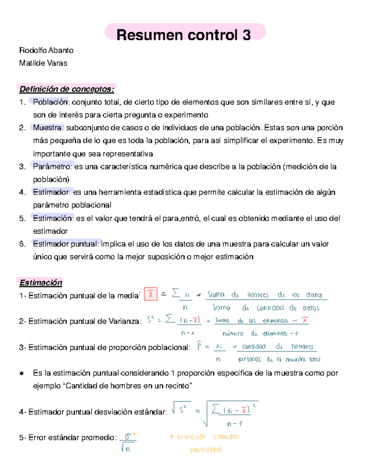 Resumen Control 3 - Resumen control 3 Rodolfo Abanto Matilde Varas Definición de conceptos: 1 ...