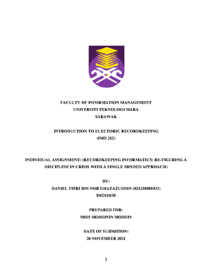 Individual Assignment- Article Review- Daniel Fitri - FACULTY OF ...