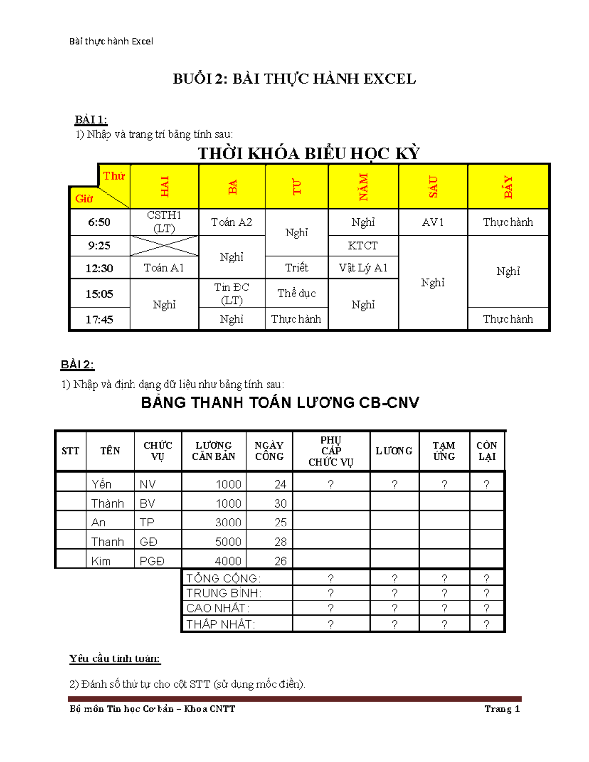 Bai thuc hanh Excel - Bài thực hành luyện Microsoft office với các ...