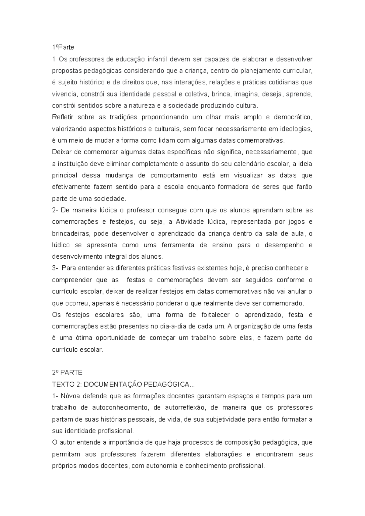 Arquivo Fabiola - 1ºParte 1 Os professores de educação infantil devem ...