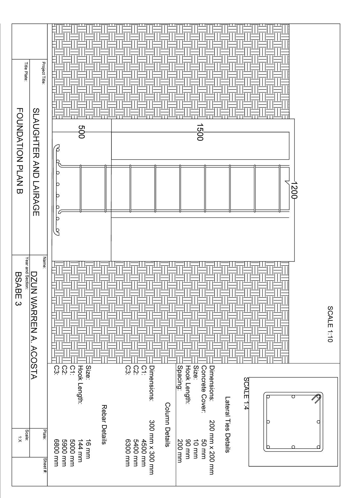 Column Details - Title Plate:Project Title: Year and Section: Name ...