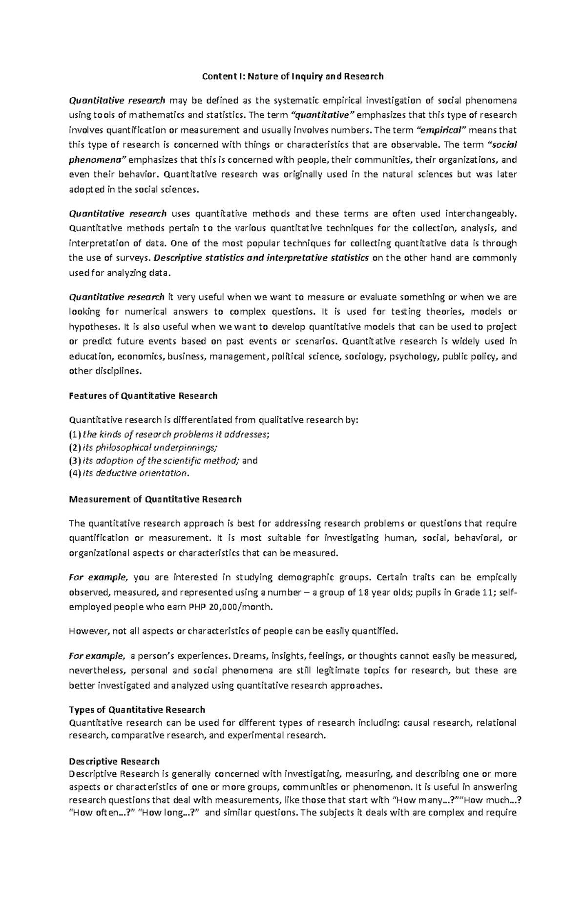 Chapter I nature of inquiry [prac research} - Content I: Nature of ...