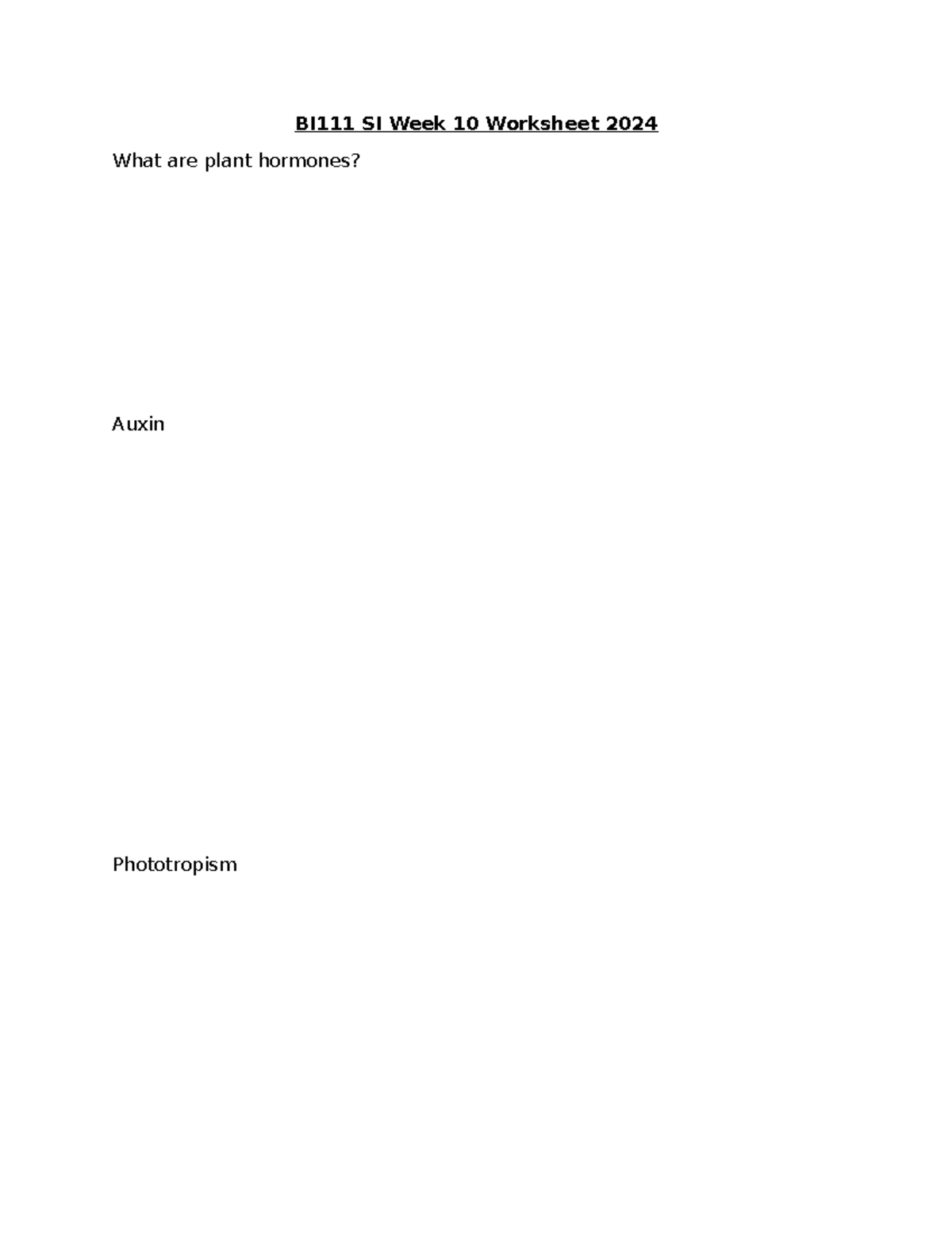 BI111 SI Week 10 Worksheet 2024 - BI111 SI Week 10 Worksheet 2024 What ...