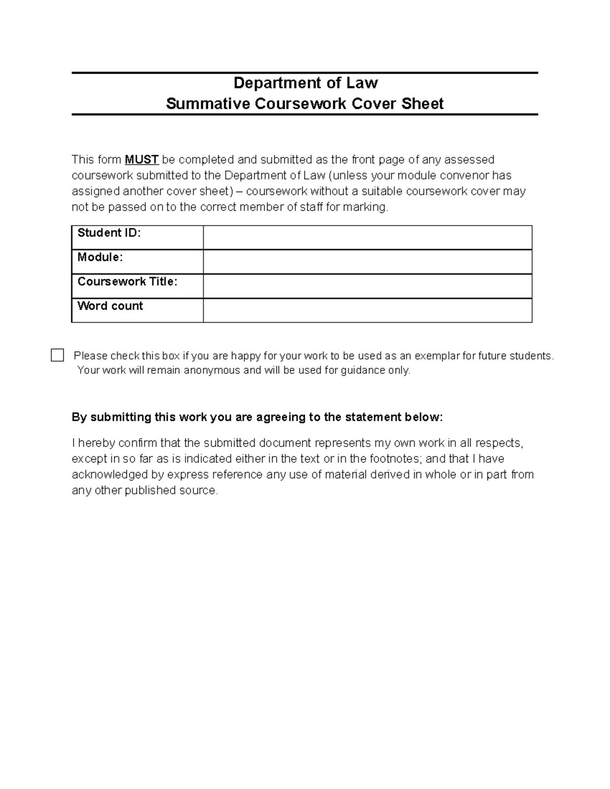 Summative cover sheet 2017-18 - Department of Law Summative Coursework Cover Sheet This form ...