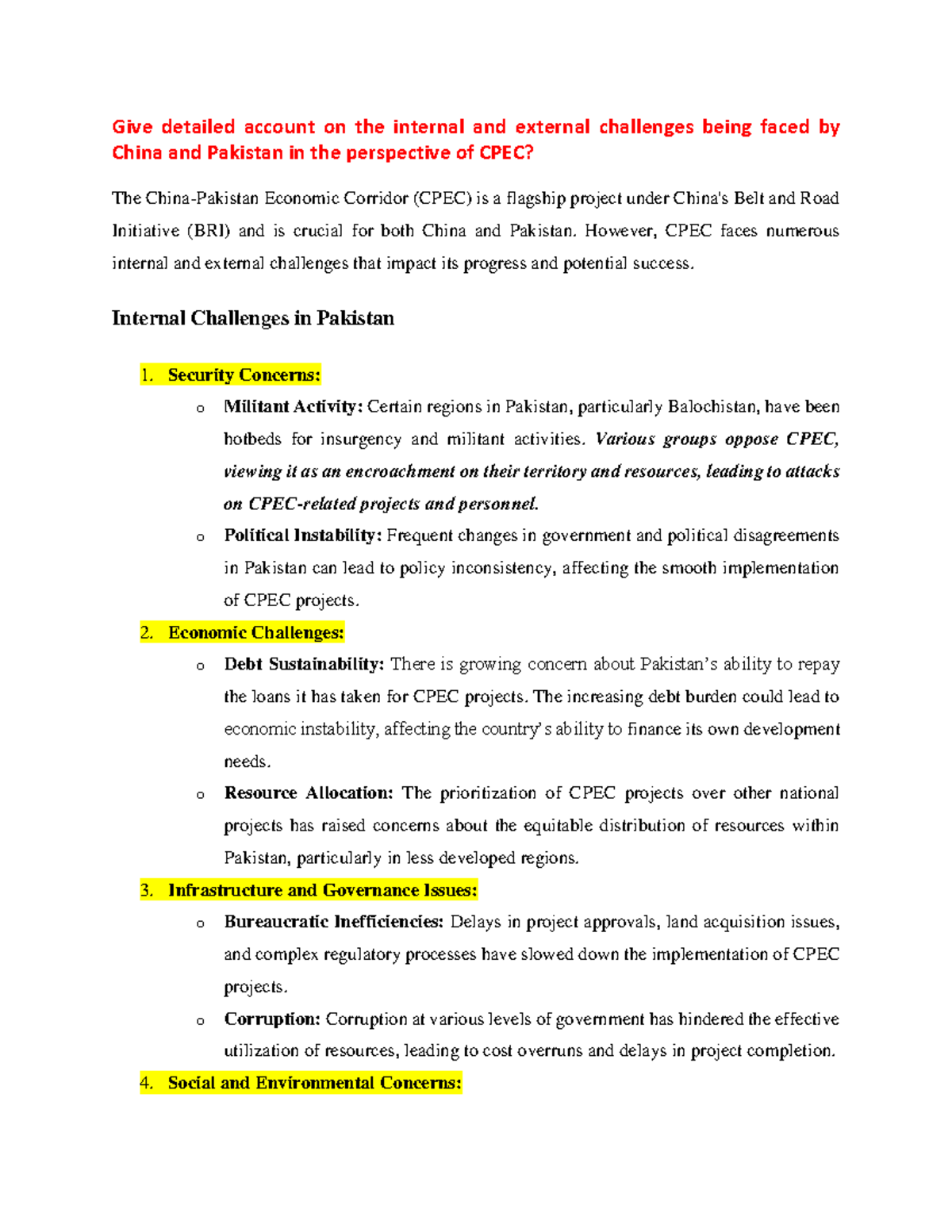 CPEC 2018 solved by chatgpt - Give detailed account on the internal and ...