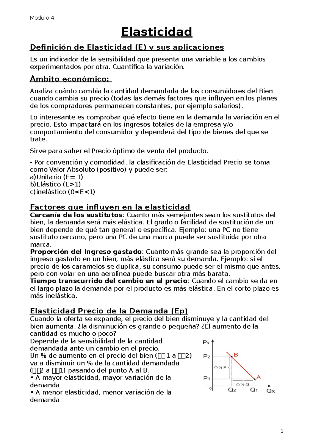 M4 Elasticidad - modulo 4 - Modulo 4 Elasticidad Definición de Elasticidad (E) y sus ...