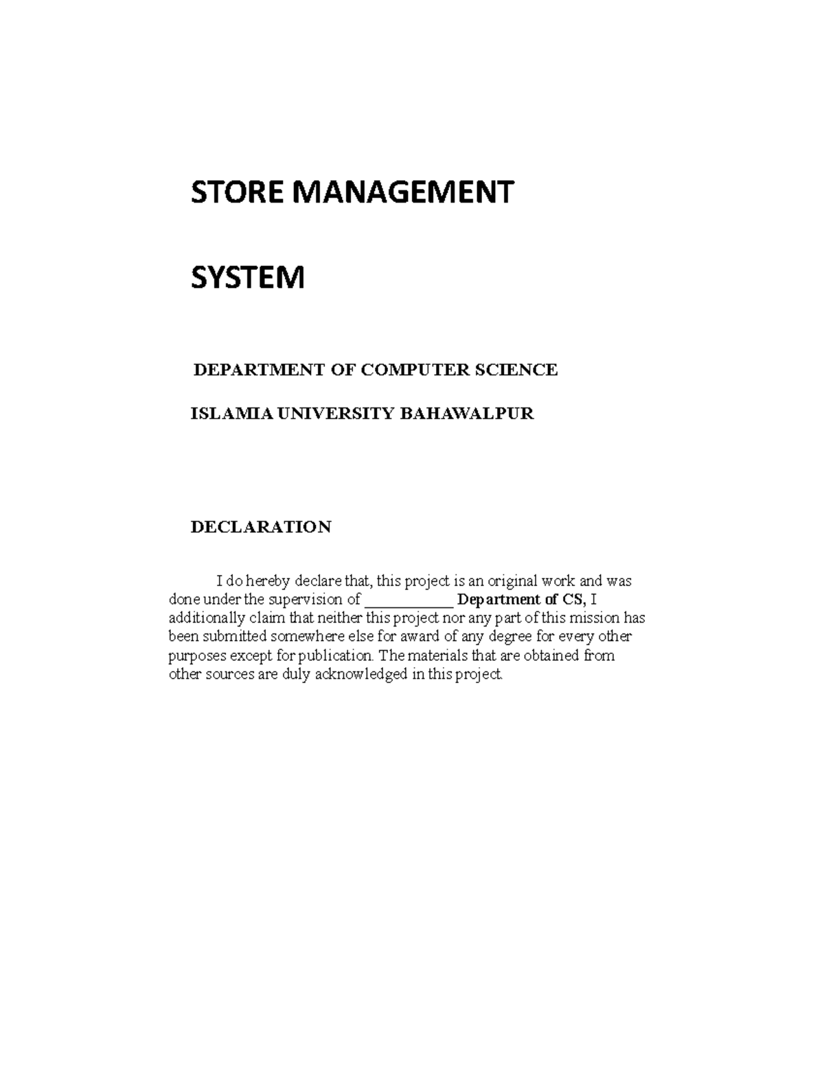 FYP Documentation - Online Store Management system - STORE MANAGEMENT ...