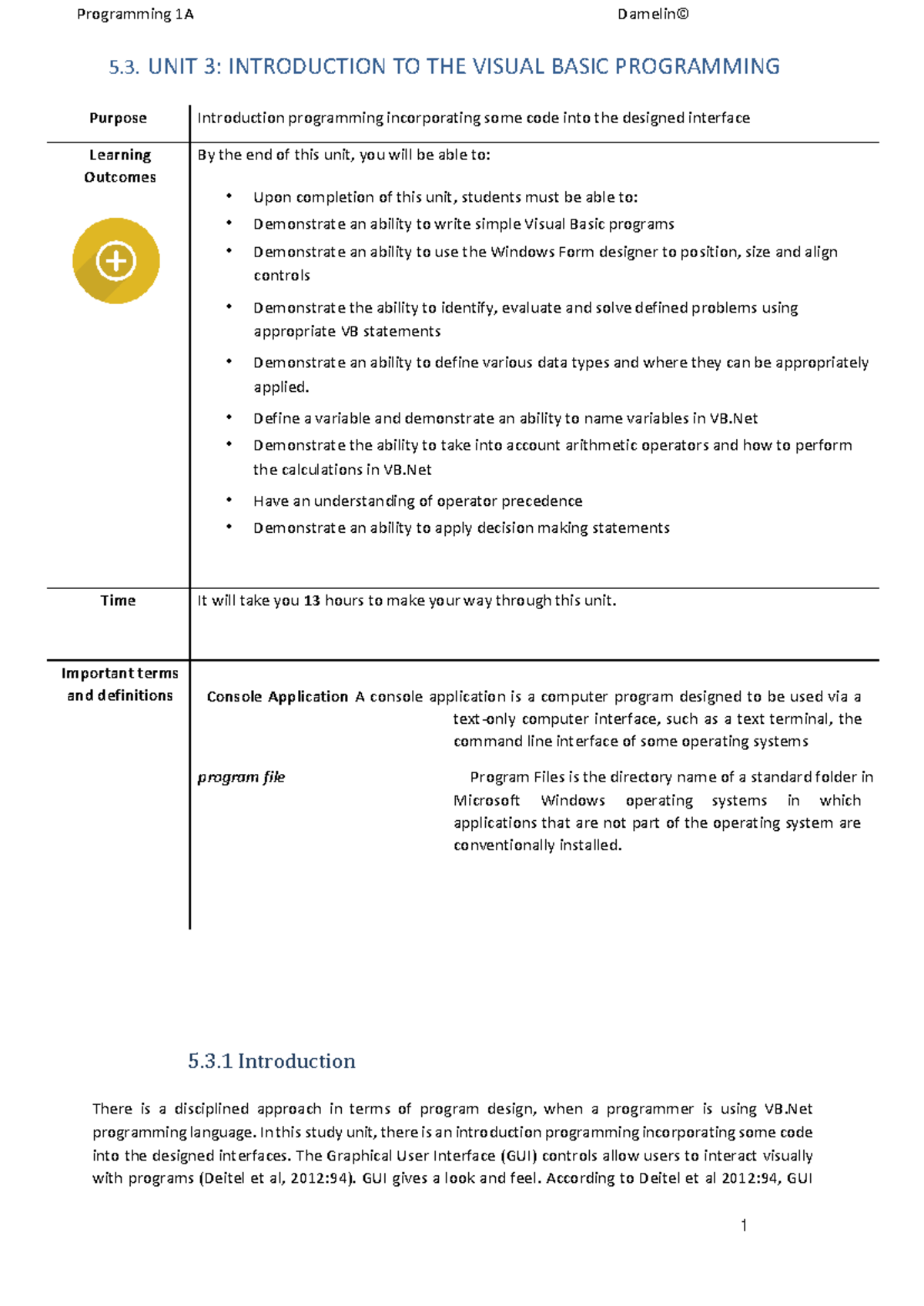 Week 3 programming lecture notes for 1st year - 5. UNIT 3: INTRODUCTION ...