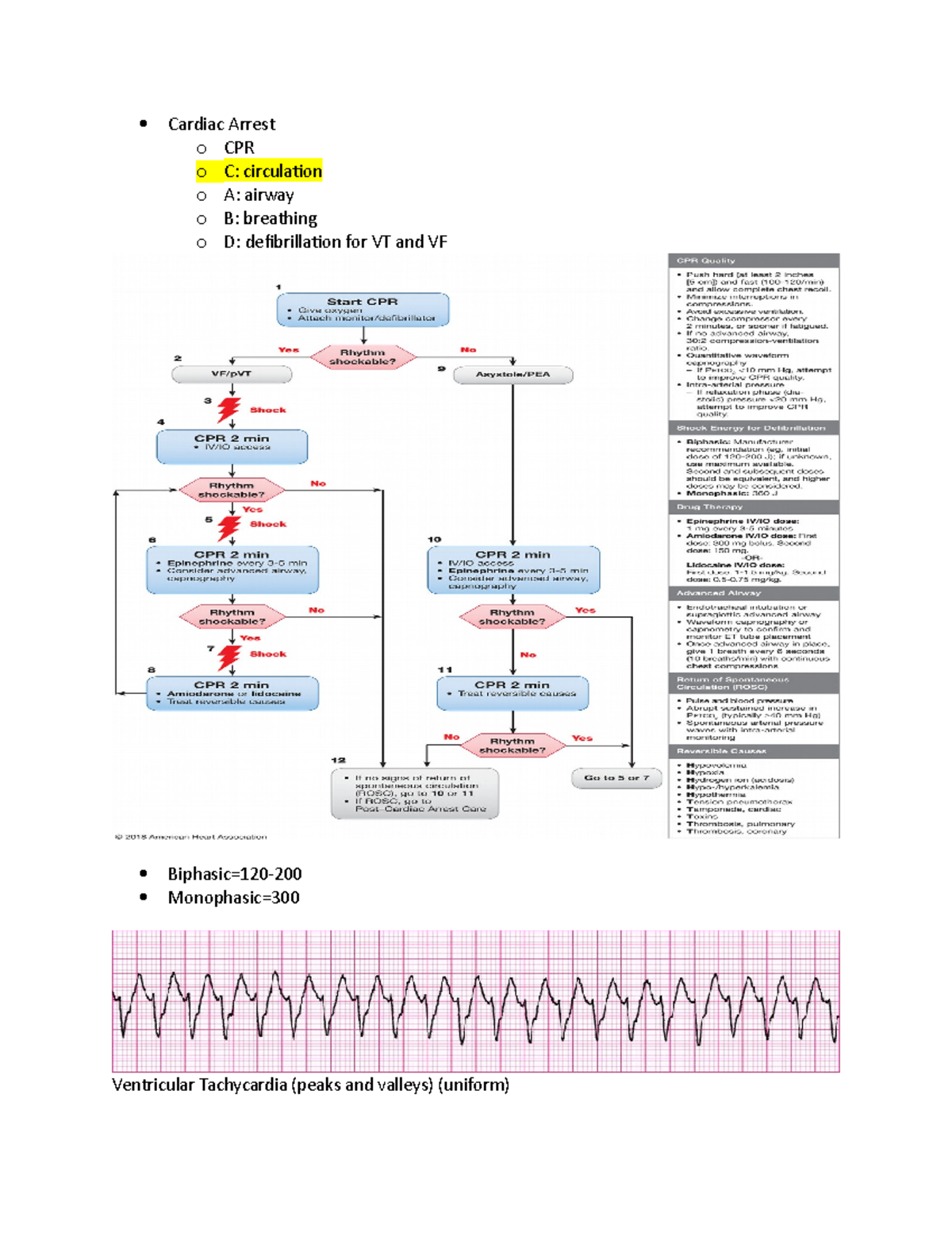 Code:EOL - case study - Cardiac Arrest o CPR o C: circulation o A ...