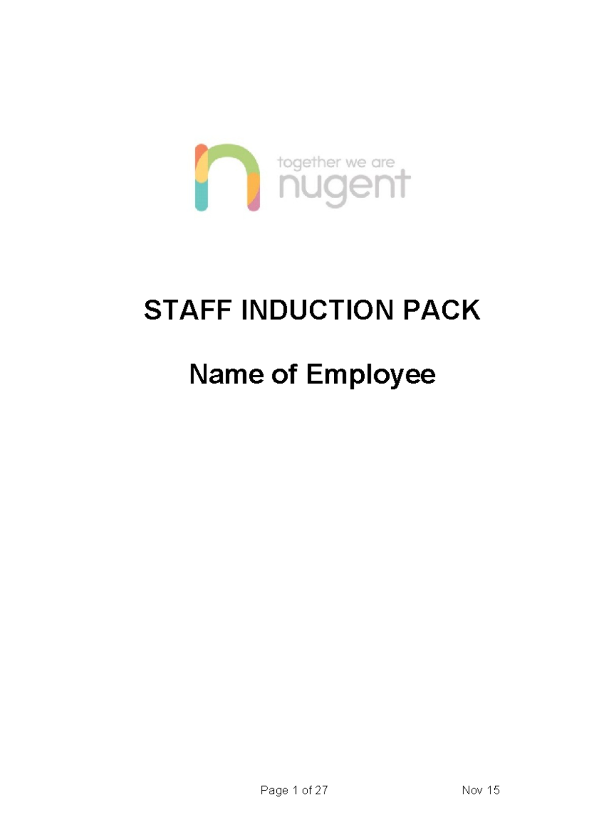 Staff-Induction-pack - STAFF INDUCTION PACK Name of Employee CONTENTS 1 ...