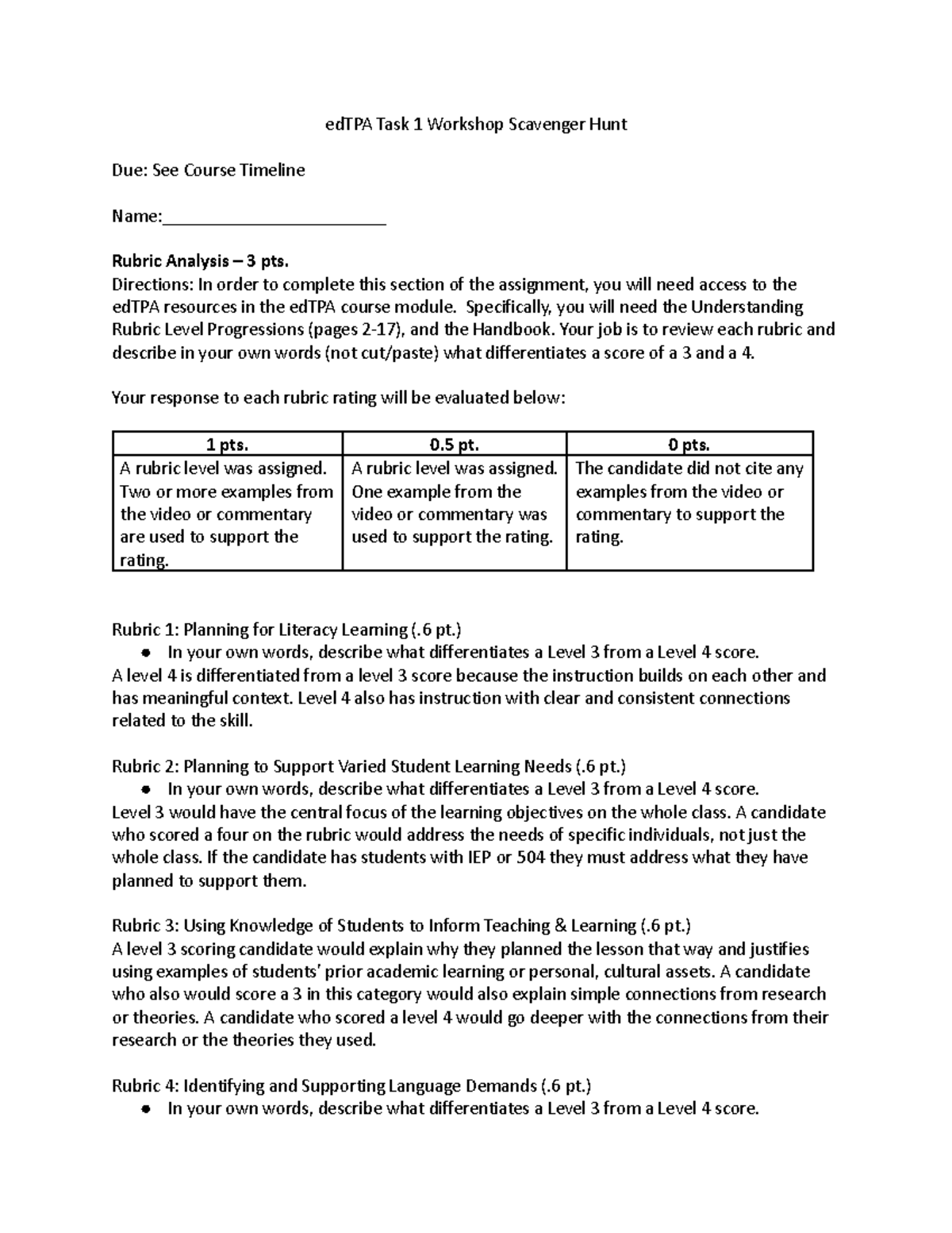 Task 1 Scavenger Hunt1 completed.docx - edTPA Task 1 Workshop Scavenger ...