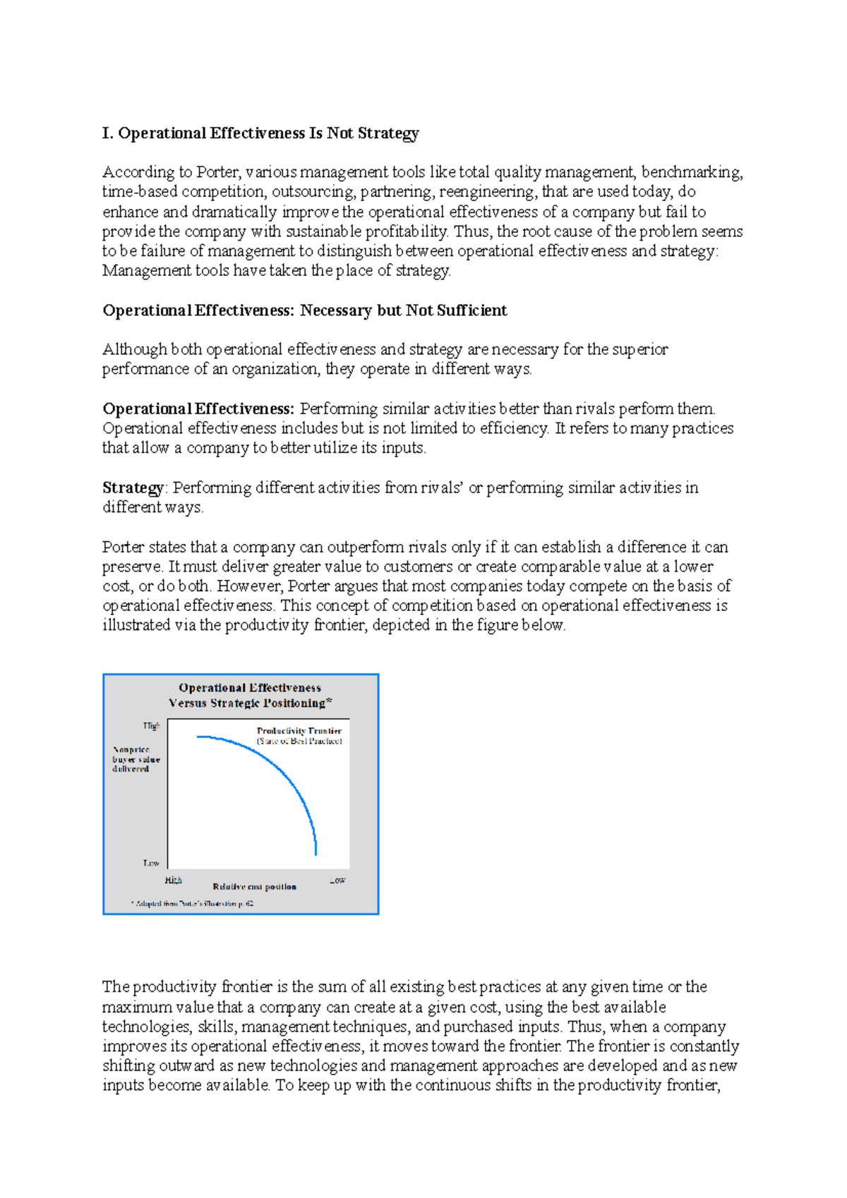 What is strategy by Micheal Porter summary - I. Operational ...